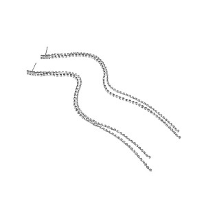 HUJUON Elegant Long Rhinestone Chain Earrings. Punk Double Strand Tassel Line Earrings Minimalism Crystal Drop Earrings for Women Wedding Jewelry (Silver)