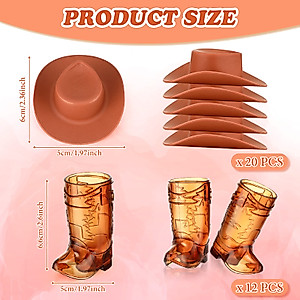 Sieral 32 Pcs Mini Cowboy Boot Shot Glasses Plastic Cowgirl Party Supplies Western Plastic Mugs for Cowboy Cowgirl Party Decorations Bachelorette Party Supplies Pink Boot Cups (Brown, 32 Pcs)