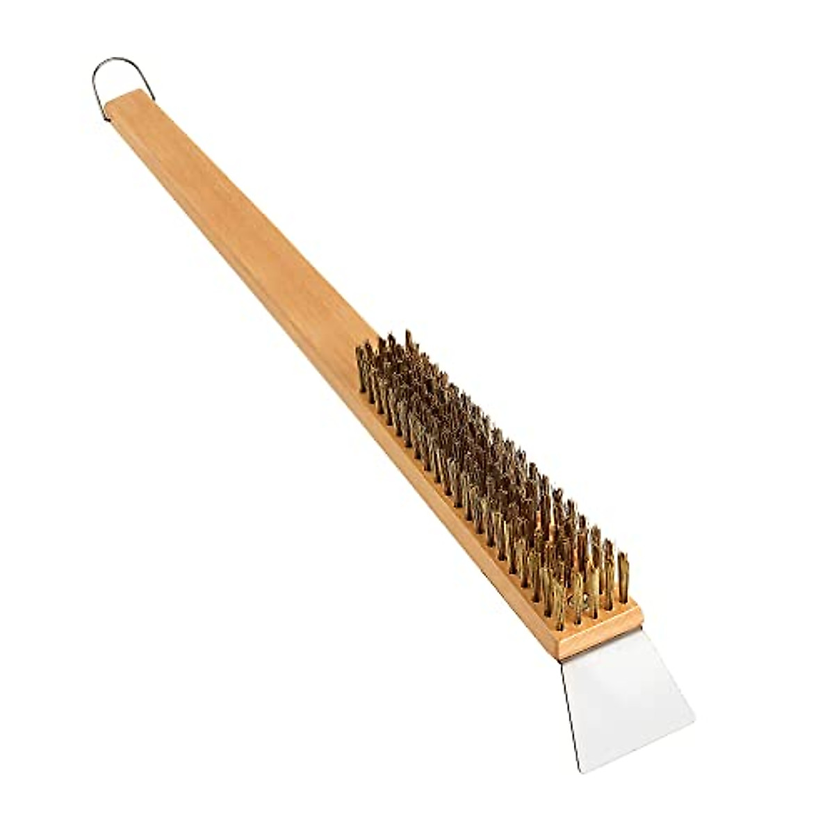 Lrui Pizza Oven Brush,Copper Wire Pizza Stone Cleaning Brush with Scraper,Outdoor Pizza Oven Accessories.