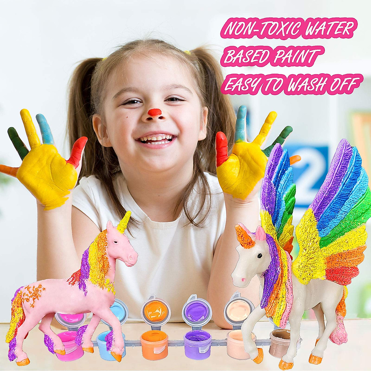 Yileqi Paint Your Own Unicorn Painting Kit, Unicorns Paint Craft for Girls Arts and Crafts for Kids Age 4 5 6 7 8 9 Years Old, Unicorn Party Favor Art Supplies DIY Kit Activities for Kid Birthday Gift