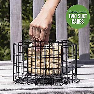 MEKKAPRO Bird Feeder Squirrel Proof with Hanging Metal Roof, Bird Feeder for Outside Wild Birds, Two Suet Capacity, Very Adaptable and Easy to Use Wild Bird Feeder, Caged Design