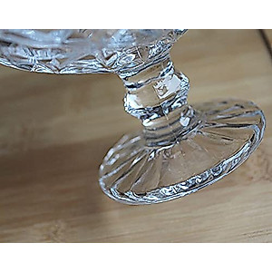 Lawei Set of 6 Glass Dessert Bowls, 10 Oz Footed Ice Cream Sundae Cups, Vintage Embossed Thick Dessert Dishes, Clear Crystal Glass Serving Bowls for Parfait, Dessert, Snack, Cocktail, Cereal, Fruit