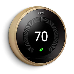 Google Nest Learning Smart Thermostat - 3rd Generation - Brass T3032US Bundle with elago Wall Plate Upgraded Wall Mount Cover Designed for Google Nest Learning Thermostat - Matte White