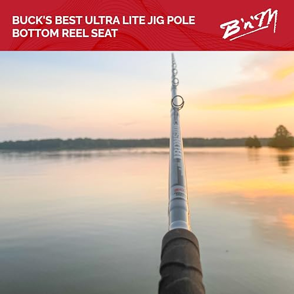 B'n'M Poles - Buck's Best Ultra-Lite Jig Pole Bottom Reel Seat, 10 Foot (2 Sections)