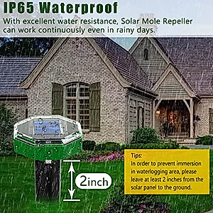 Solar Mole Repellent 12 Pack,Gopher Repellent Ultrasonic Waterproof for Outdoor Garden Lawn Yard Get Rid of Gophers, Moles, Groundhogs，Voles