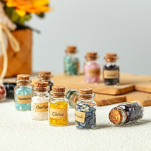 KHOCOEE 12 Different Gemstone Bottles Chip Crystals and Healing Stone, Chakra Healing Crystals Bottles, Wicca Gem Stones Set, Witchcraft Crystals