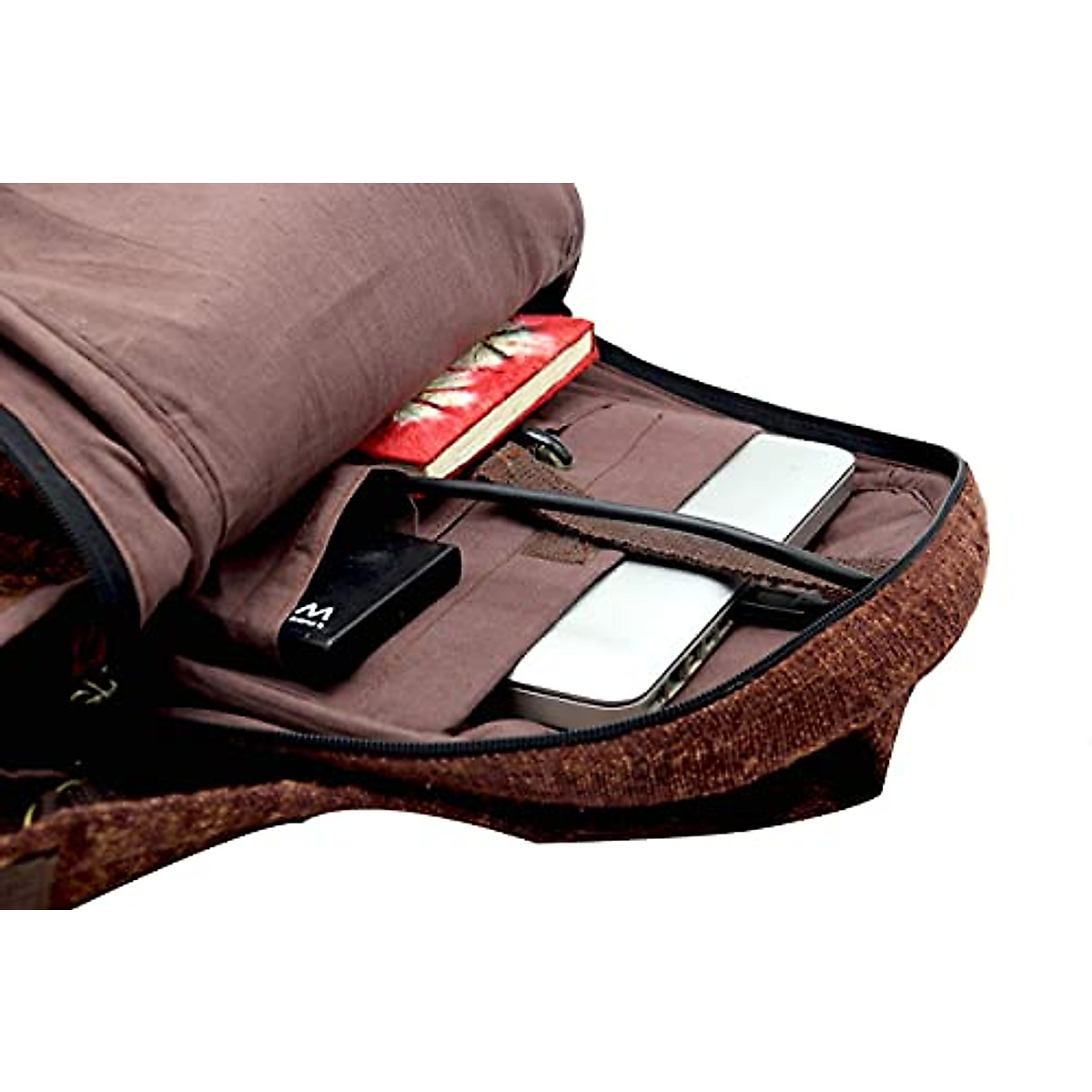 KHUSI Durable Natural Organic Hemp Backpack - Strong Premium Quality Construction & Large Storage Travel Size Design Shoulder Bag - Perfect for Traveling School Laptop Carrying Usage