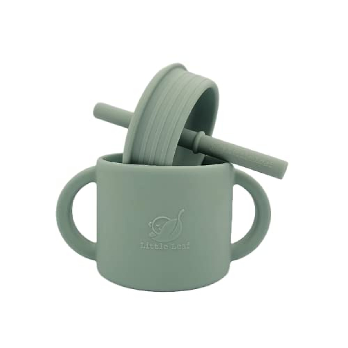 Silicone Baby Cup - 6OZ Transition Sippy Cups with Straw & Removable Lid - Green…