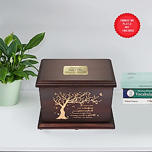 Cremation Memorial Urns for Human Ashes Adult Male Female, Wooden Urns Box and Casket for Ashes Men Women Child, Large Burial Funeral Urns for Ashes, Holds Up to 270 LBS