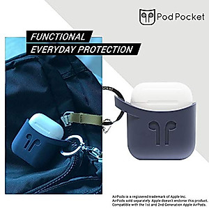 PodPocket Scoop AirPod Storage Case with Protective Translucent Silicone and Impact Protection Indigo Blue