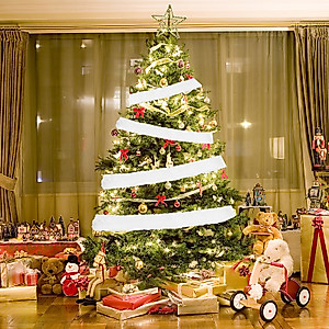 Lusofie Christmas Fur Trim White Faux Fur Ribbon Trim White Fur Fabric Roll for Garland Wreath Bows Santa Costume Sewing Christmas Tree Decor(1.97inch x 3 Yards)