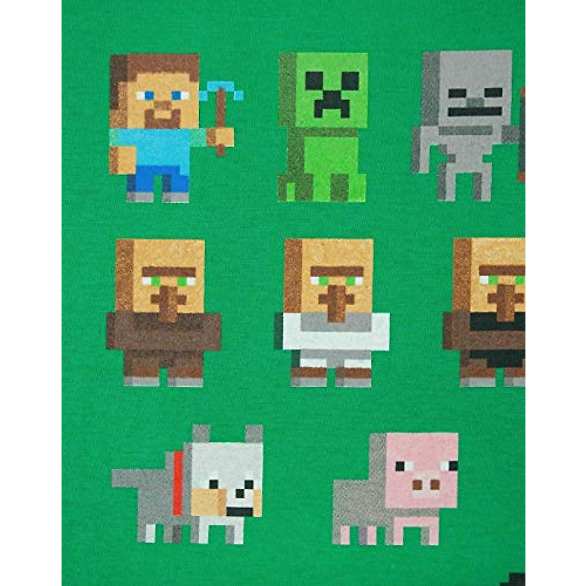 Minecraft T-Shirt Boys Kids Sprites Green Characters Short Sleeve Game Top 9-10 Years