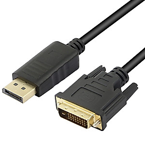 XMSJSIY Displayport to DVI Adapter Cable,High Speed DP Cord to DVI 24+1 1080P Full HD,Gold Plated DP Male to DVI-D Male for PC, Laptop, HDTV, Projector, Monitor and More (6Ft, Black)