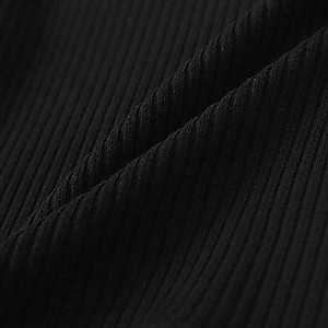 Toddler Baby Girls Leather Skirt Outfits Ribbed Sweater Shirt Tops + PU Leather Dress Fall Clothes Set (Black+Brown, 6-7 Years)