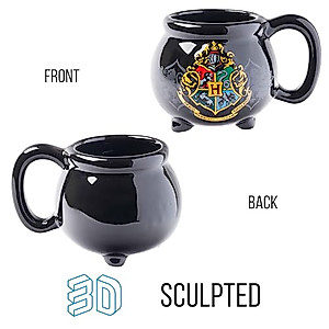 Silver Buffalo Warner Bros Harry Potter Hogwarts School Crest Cauldron 3D Sculpted Ceramic Coffee Mug, 20 Ounces