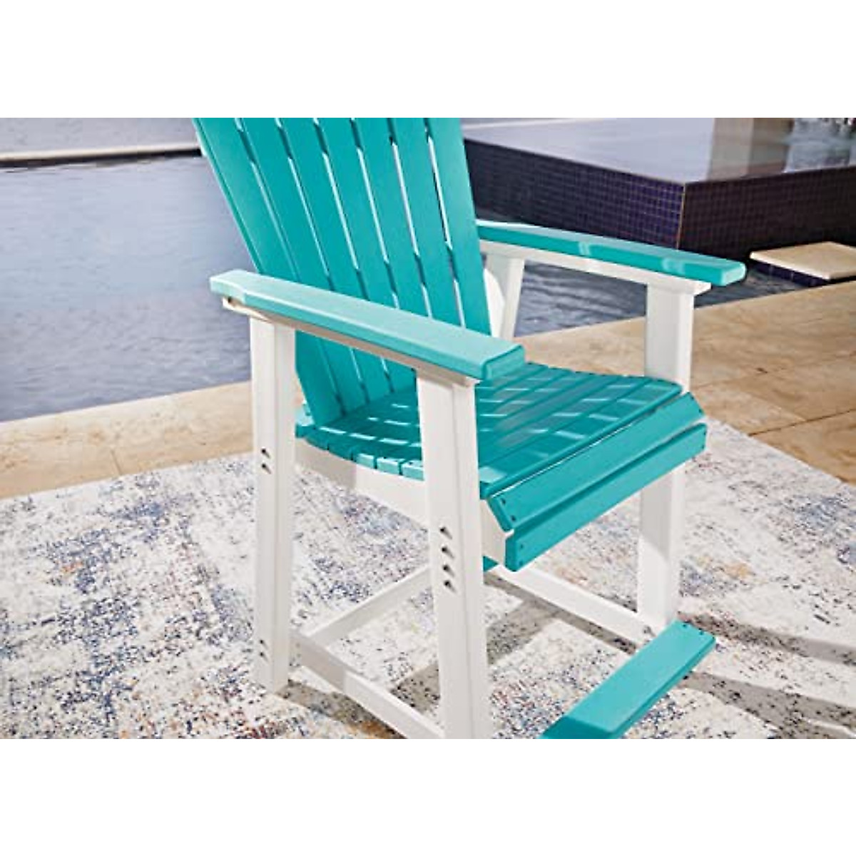 Signature Design by Ashley Outdoor Eisely HDPE Patio Barstool, 2 Count, Turquoise
