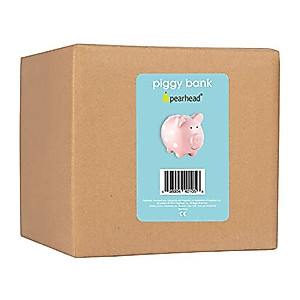Pearhead Ceramic Piggy Bank, Baby Girl Nursery Décor, Money Bank For Kids, Baby Keepsake, Gift For New And Expecting Parents, Pink Polka Dots