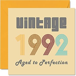 32nd Birthday Cards for Men Women - Vintage 1992 Aged To Perfection - 32 Birthday Card Funny for Her Him, 5.7 Inch Best Friend Birthday Greeting Cards for Brother Sister Uncle Aunt Friend Cousin