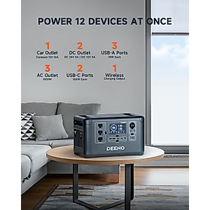 DEENO S1500 Portable Power Station 1500W(Peak 3000W), 1036Wh LiFePO4 Battery Solar Generator, Full Charge in 2 Hr, UPS Battery Backup for Home Backup Emergency Outdoor Camping(Solar Panel Optional)