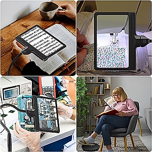 5X Floor Magnifying Glass with Light and Stand, 36 LED Dimmable Floor Magnifying Lamp, 3-in-1 Adjustable Lighted Magnifier for Reading, Sewing, Crafts, Close Work etc