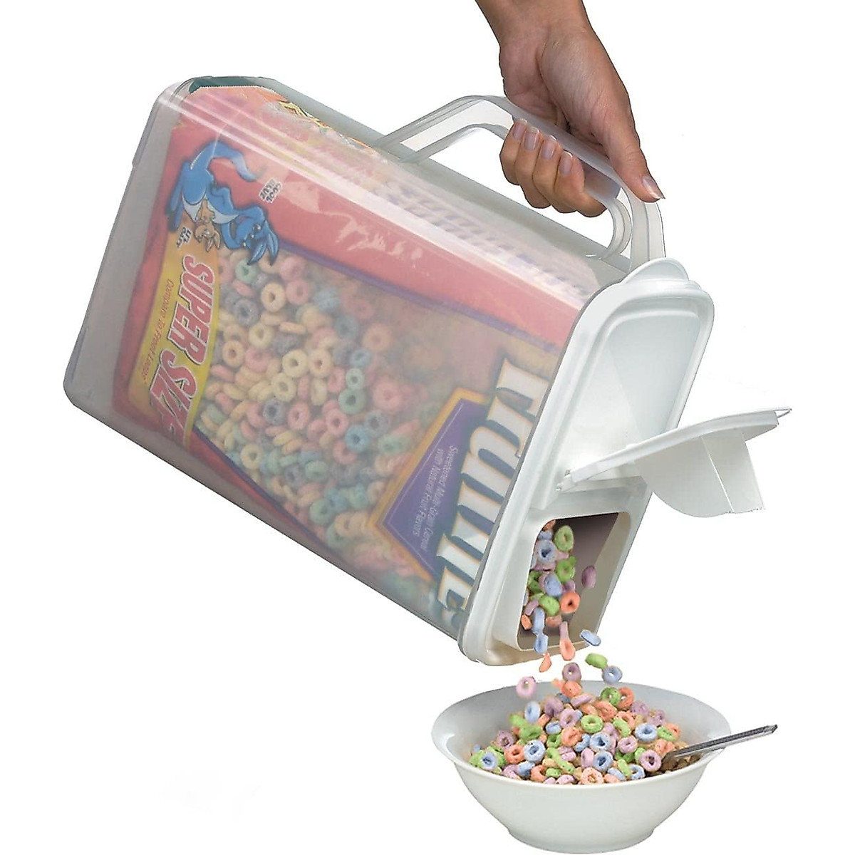 Buddeez Bulk Food Storage Container - 8 Quart All Purpose Clear & Large Pantry and Kitchen Organization and Storage - Cereal, Flour, Sugar, Rice Dispenser, EZ Grip Handle, EZ Pour Spout (White Lid)