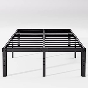 Neslime 18 Inch High King Bed Frame No Box Spring Needed, Heavy Duty King Platform Bed Frame for Heavy People, Easy Assembly, Noise Free, Black