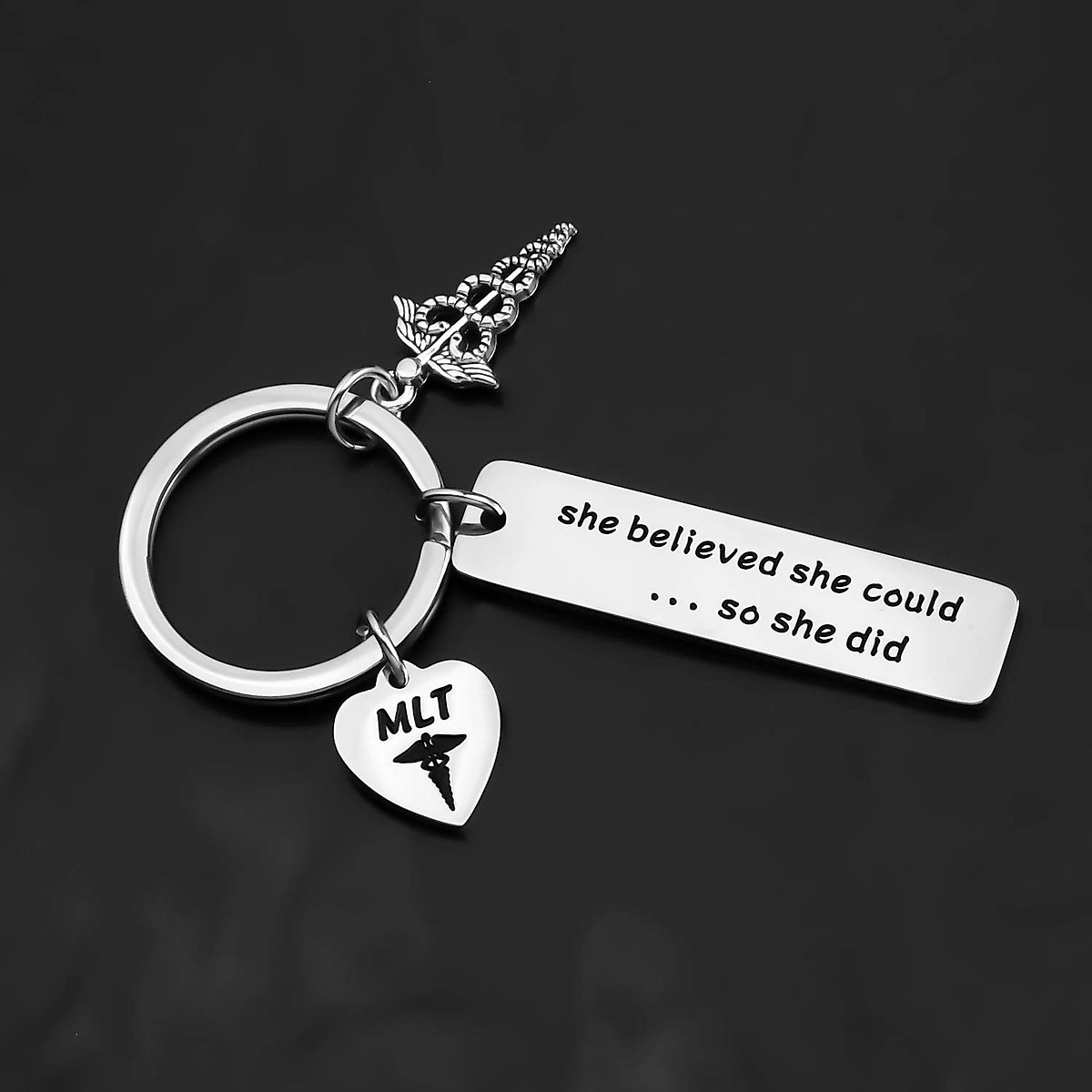 FOTAP Medical Lab Technician Gift MLT Keychain Medical Jewelry for MLT Graduation Gift Medical Technician, Scientist, Laboratory Gift (MLT KEY)