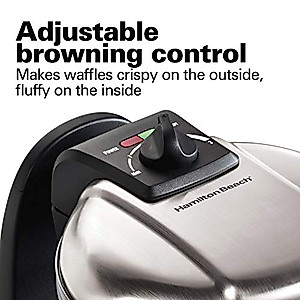 Hamilton Beach Flip Belgian Waffle Maker with Non-Stick Removable Plates, Browning Control, Drip Tray, Stainless Steel (26030)