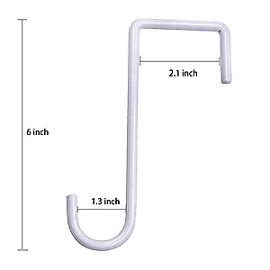 DINGEE Vinyl Fence Hooks 2x6 inch,Fence Hangers Patio Light Hooks,4 Pack Patio White Powder Coated Steel Fence Hooks for Hanging Plants, Planters, Bird Feeders, Lights