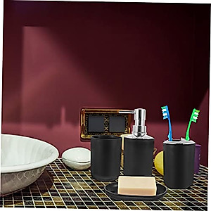 BETOOKY 1 Set Bathroom Set Soap Dispenser Toothbrush Decorative Bathroom Accessories Vanity Countertop Soap Dish Foaming Soap Black Trim Sanitary Accessory Plating Necessity Household