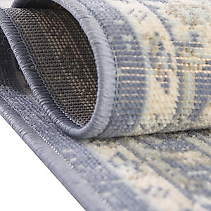 Unique Loom Whitney Collection Area Rug - Milano (7' 10" x 10' Rectangle, French Blue/ Ivory)