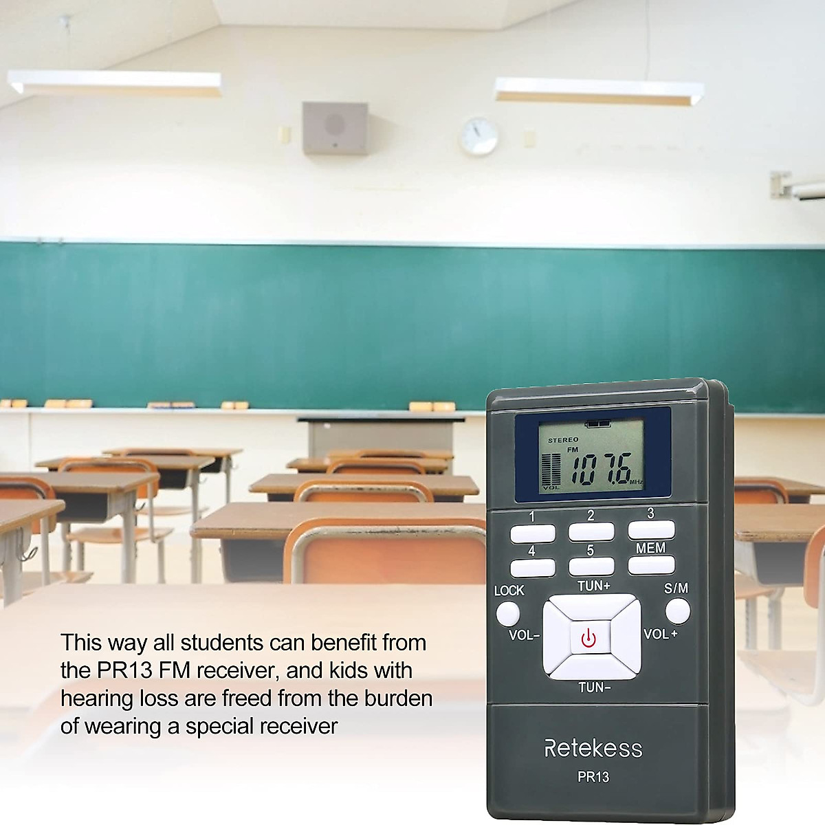 Retekess TR508 FM Listening System with TT123 Wireless Microphone and 10 PR13 FM Receiver for Drive in Movie, Church, FCC Certified