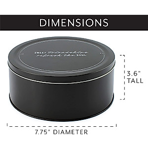 Decorae Cookie Tins (Set of 2, Black and White); Round Baking and Cake Tins for Special Occasion and Holidays, 7.75-Inch Wide by 3.6-Inch Tall