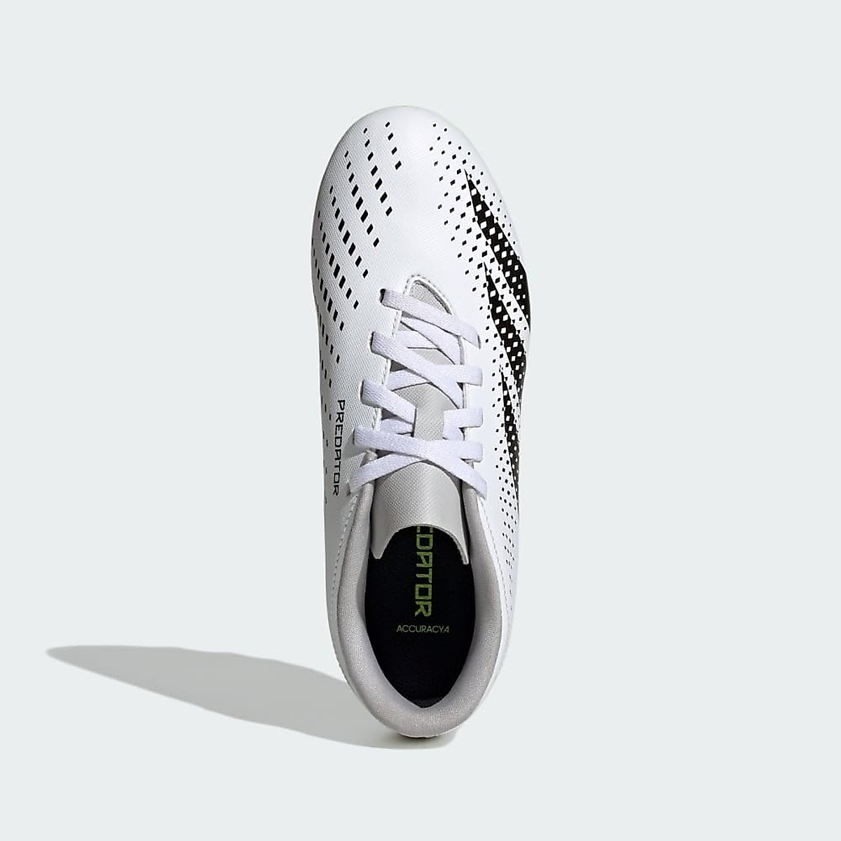 adidas Predator Accuracy.4 Firm Ground Sneaker, White/Core Black/Lucid Lemon, 12 US Unisex Little Kid