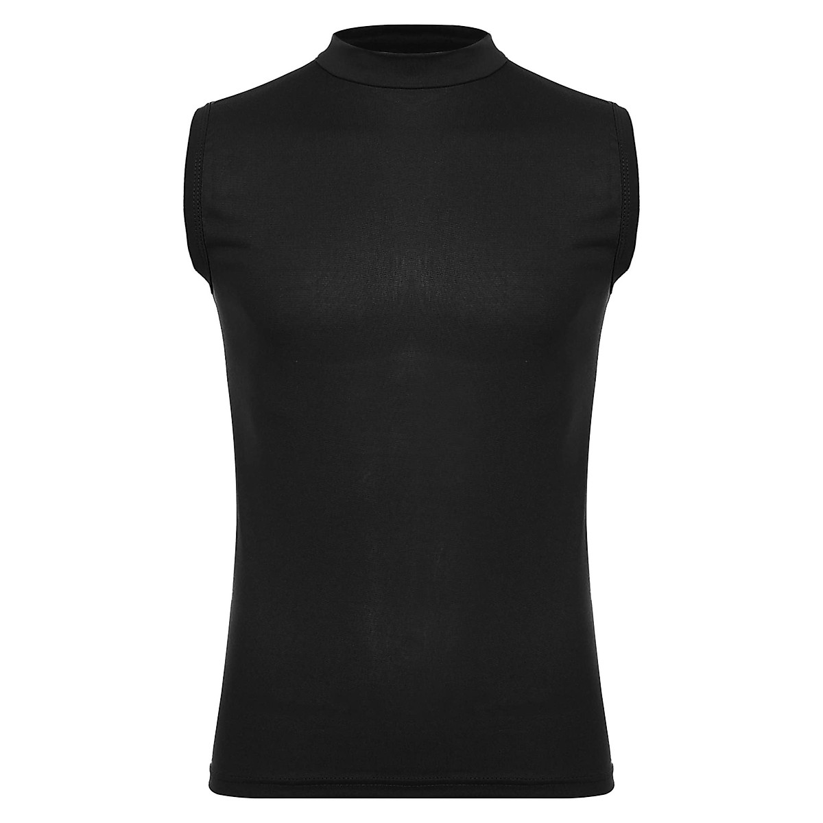 iiniim Muscle Tanks for Men Summer Sleeveless T Shirt Mock Turtleneck Undershirt Pullover Thermal Tops Black 3X-Large