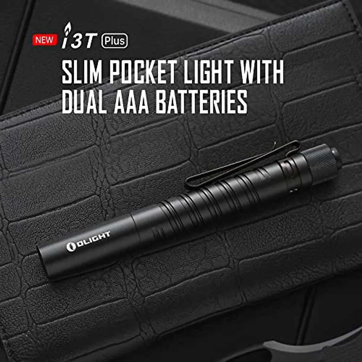 OLIGHT I3T Plus 250 Lumens EDC Pocket Slim Flashlight with 2 AAA Batteries and a PMMA Optic Lens, Tail-switch LED Flashlight with Dual Direction Pocket Clip for Camping, Outdoor, and Emergency (Black)