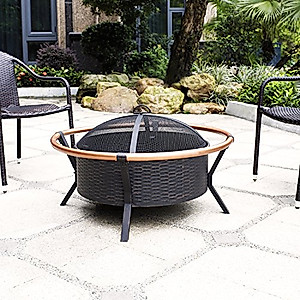 Crosley Furniture Yuma Outdoor Fire Pit with Oversized Bowl and Copper Ring - Black and Copper