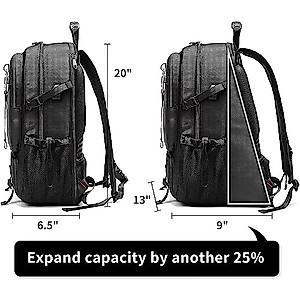 SSWEISIKER Travel Backpack for Men, Large 35L Laptop Backpack with USB Charging Port Fits 15.6 Inch Computer, Waterproof Carry on Bags for Airplanes Hiking Weekender Overnight, Black