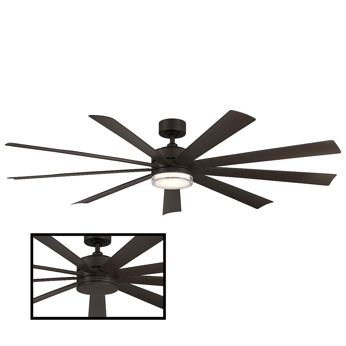 Wynd XL Smart Indoor and Outdoor 9-Blade Ceiling Fan 72in Bronze with 3000K LED Light Kit and Remote Control works with Alexa, Google Assistant, Samsung Things, and iOS or Android App