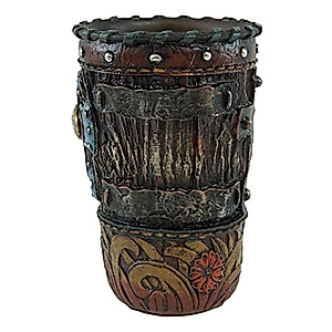 Ebros Gift Rustic Western Old World Country Blue Cross with Concho and Nailheads in Faux Distressed Wood Finish with Floral Patterns (Tumbler Cup, Soap Dish and Toothbrush Holder Set of 3)