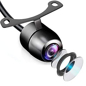 Universal Mount Front Rear Camera - Marine Grade Waterproof Built-in Distance Scale Lines Backup Parking/Reverse Assist Cam w/ Night Vision LED Lights 420 TVL Resolution & RCA Output - Pyle PLCM38FRV,Black