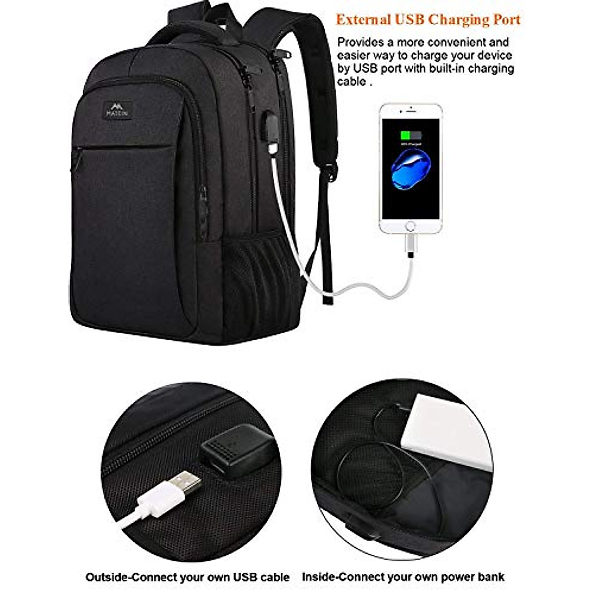 MATEIN Business Travel Backpack, Laptop Backpack with Usb Charging Port for Men Womens Boys Girls, Gym Bag for Men, Large Gym Backpack Sports Bag with Shoes Compartment