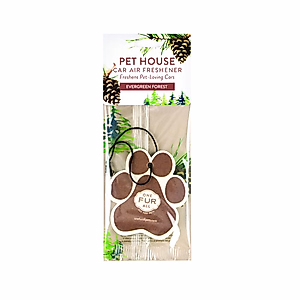 One Fur All Pet House Car Air Freshener - Evergreen Forest Pack of 4 - Non-toxic Car Air Freshener - Pet-Friendly Air Freshener For Small Spaces & Car - Hanging Odor Eliminating Air Freshener