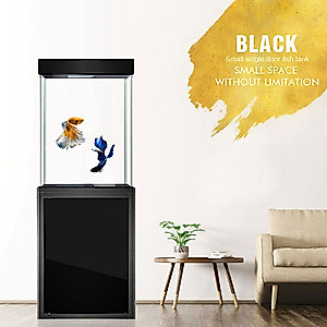 JAJALE 40 Gallon Aquarium Fish Tank LED Light Pump Freshwater Filter Upright Fishtank Stand Bundle Straight Corners Ultra Clear Tempered Glass with Complete Aquarium Setup (All Black)