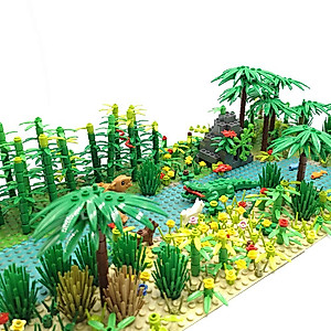 Forest Garden Building Sets Parts,Plants Trees Flowers Scenery Accessories Animals Building Bricks Toy Set for Boys Girls Kids 6+ Gifts(2 Pieces 10" Base Plates)