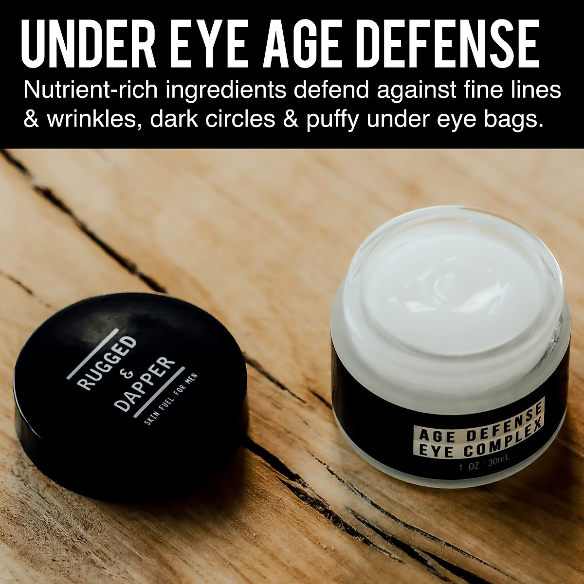 RUGGED & DAPPER Premium Men's Eye Cream | Age Defense for Dark Circles, Wrinkles & Puffy Eyes | Unscented | Hyaluronic Acid, Aloe + Argan Oil