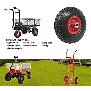 (2 Pack) SEPC 10 inches Flat Free Solid 4.10/3.50-4 inches Tire on Wheel Solid Flat Free for Dolly Handtruck Cart hand truck wheel polyurethane foam tyre with steel rim