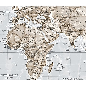 Large Map Of The World – Silk Art Print World Map – Neutral Tones - 23 x 33