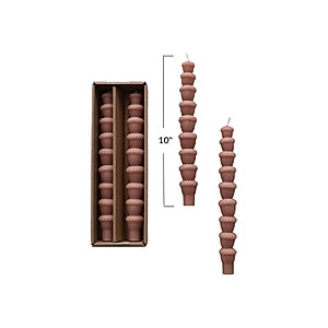 Creative Co-Op Unscented Acorn Shaped Taper Candles in Box, Tan, Set of 2