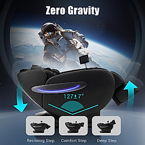 MYNTA Massage Chair MC3100, Full Body Zero Gravity SL Track 3D Massage Chair with Calf Roller Massage, Voice Control, Thai Stretch, Black